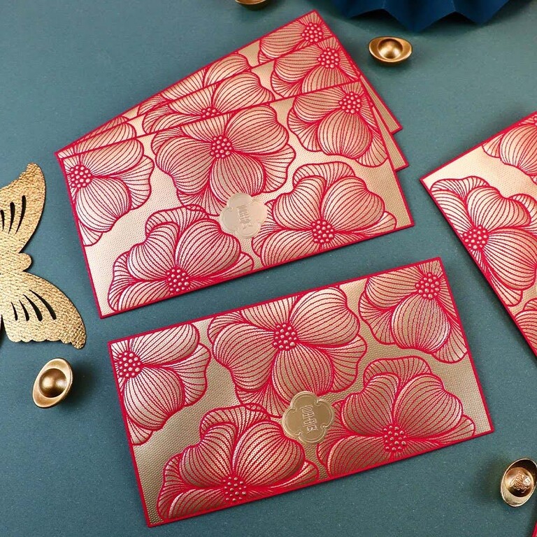 Set of 6 Premium Red Envelopes – “Auspicious Camellia” (Red Edition ...